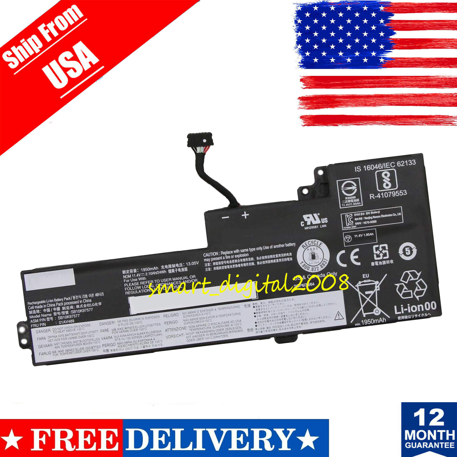 Battery For Lenovo ThinkPad T470 A475 T480 A485 TP25 Series Notebook ...