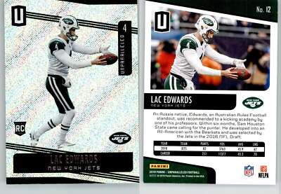 Lac Edwards 2019 Unparalleled #12 Jets RC Rookie | eBay