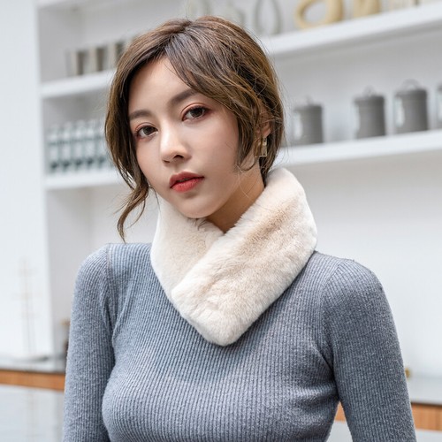 Double Side Women's Real Rabbit Fur Warm Collar Stole Neck Scarf Warmer ...