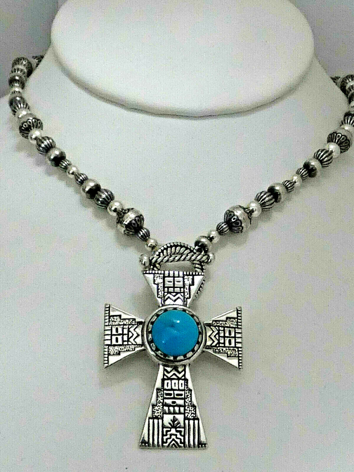 Carolyn Pollack Southwest Roderick Tenorio Sterling Turquoise Cross ...