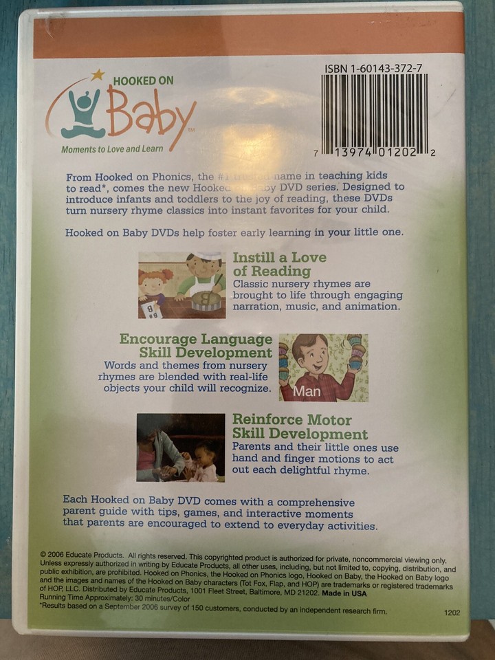 HOOKED ON PHONICS - HOOKED ON BABY: READ, RHYME & CLAP DVD, AGES 3-24 ...