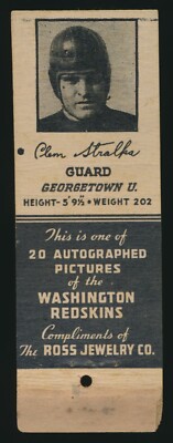 1940 Redskins Matchbooks (Ross Jewelry Co) -CLEM STRALKA (Georgetown ...