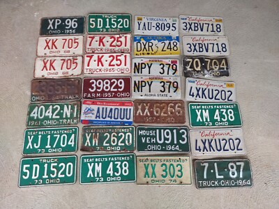 Vintage License Plate Lot Of 28 1956-2000’s California. Alaska.. Hawaii ...