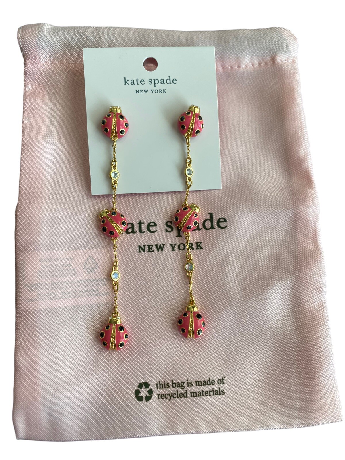 Kate spade new york Gold plated ladybug CZ liner Drop Dangle Earrings ...