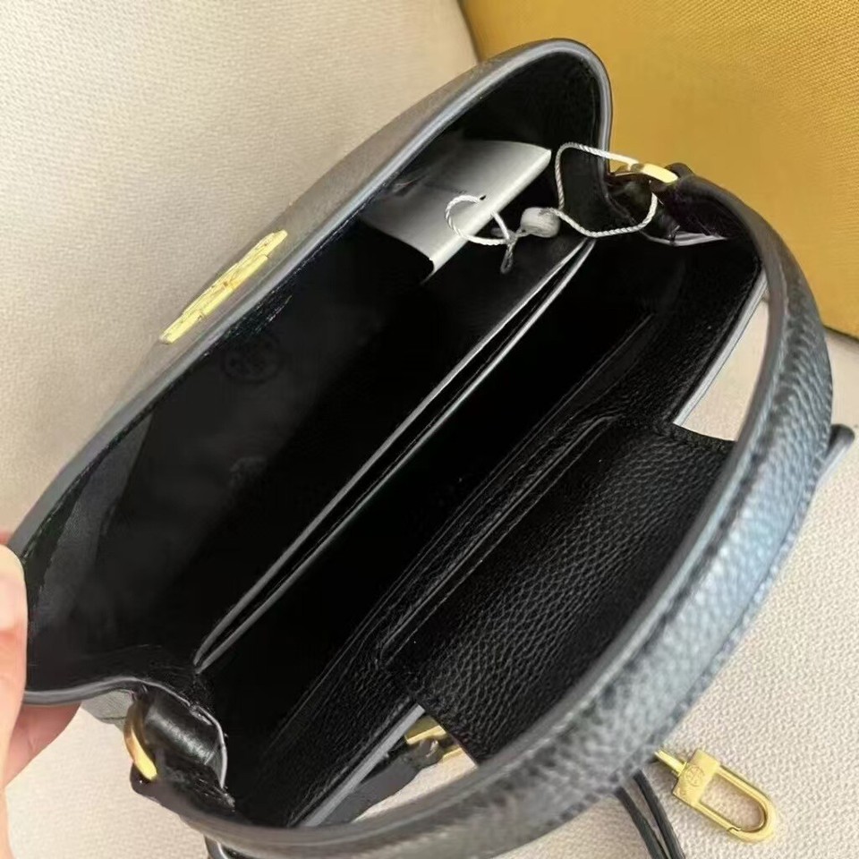 ToryBurch TB Black Pebble Pattern Handbag Crossbody Bag Purse | eBay