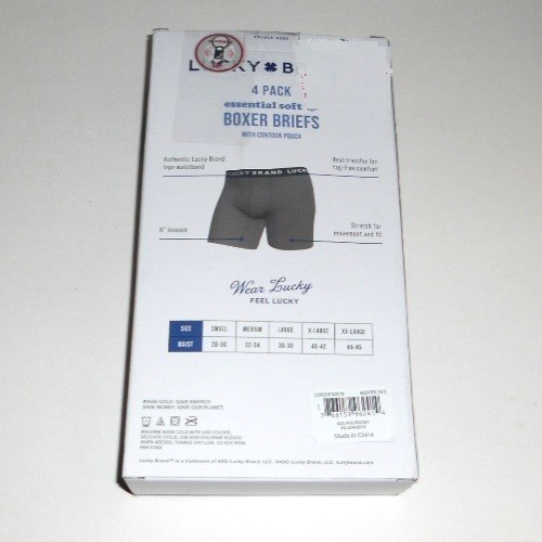 Lucky Brand 4 Pack Essential Soft Boxer Briefs Contour Pouch Large ...