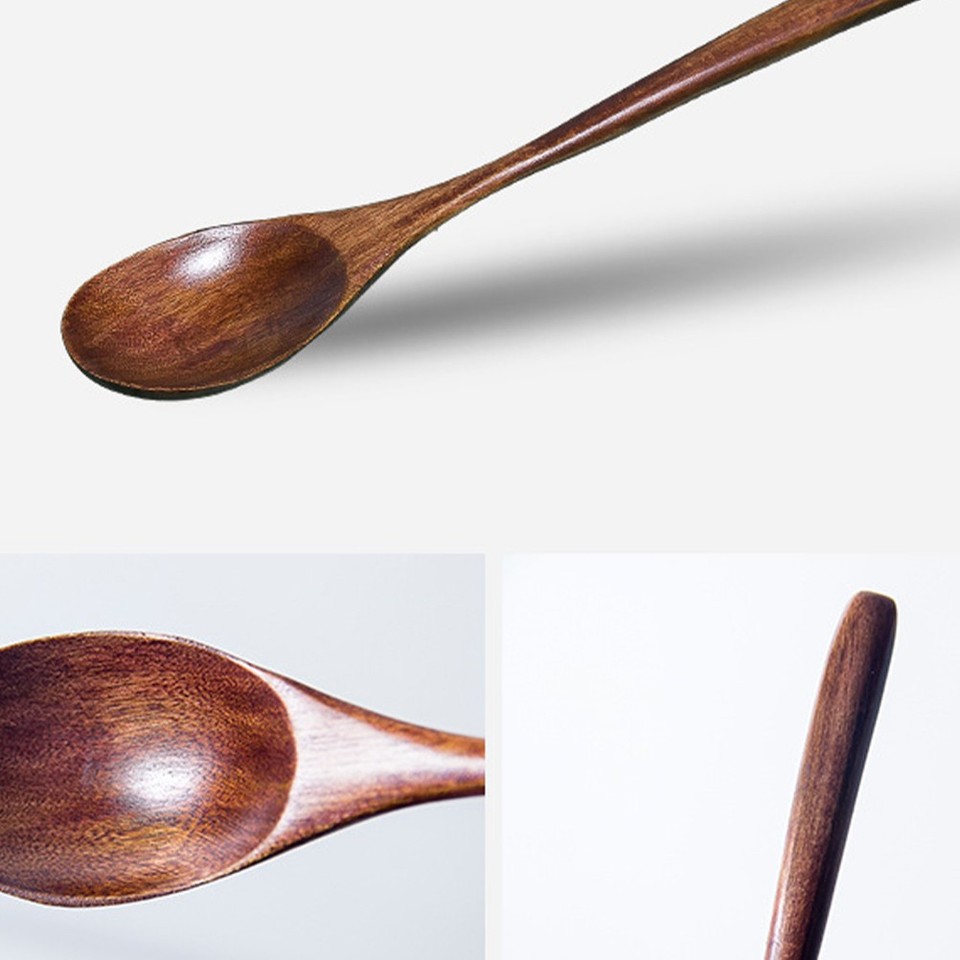 2 Pcs Wood Tableware Spoon Fork Set Lightweight Wooden Flatware for ...