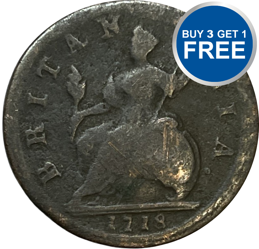 1 HALF PENNY - CHOICE OF YEAR FROM 1717-1724 - GEORGE I - GREAT BRITAIN ...