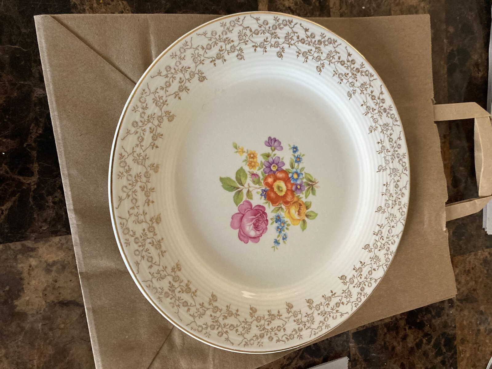 Antique Gold Trim Plate 22K Floral Design 10" | eBay