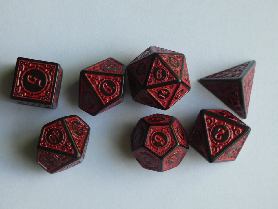 Crimson Runes Dice Set - Red & Black Runic Design for Dungeons ...