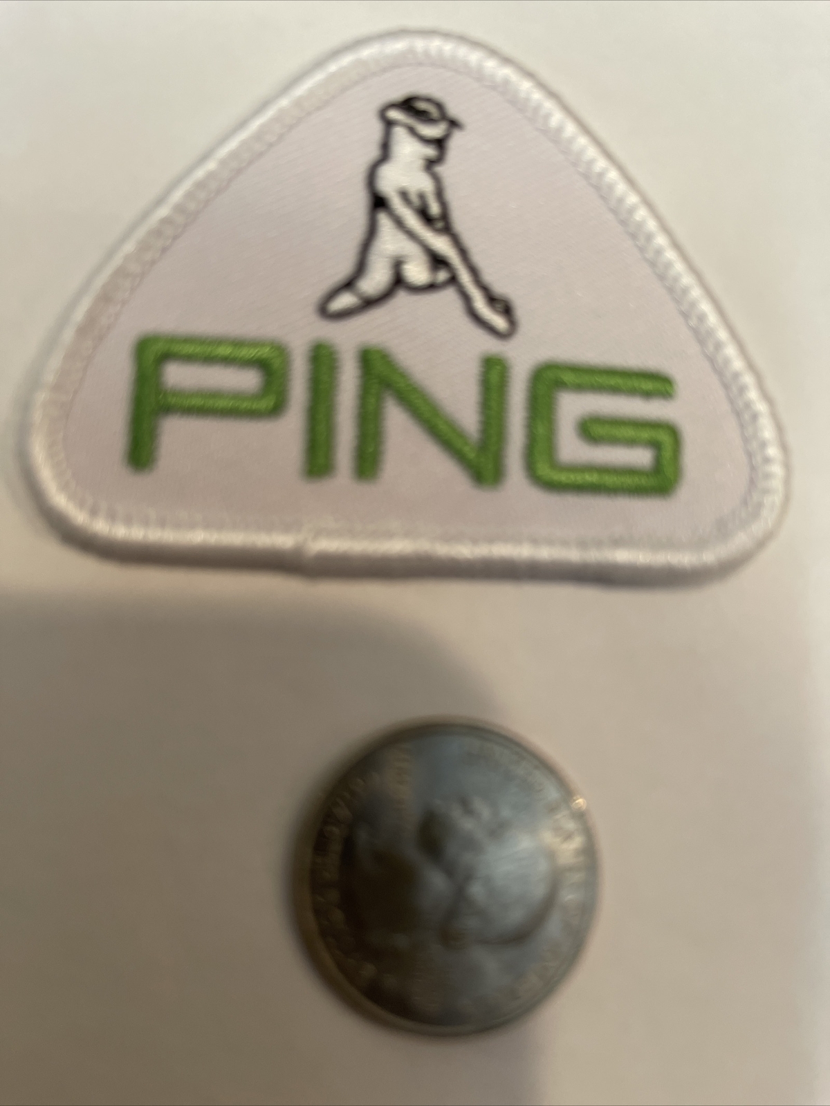 PING Green Lettering Iron On Or SEW on patch Embroidered 2.5” x 2” | eBay