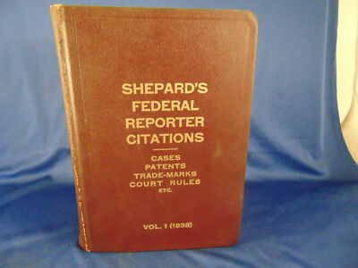 Book 1938 Shepard's Federal Reporter Citations Cases Patents Trade ...