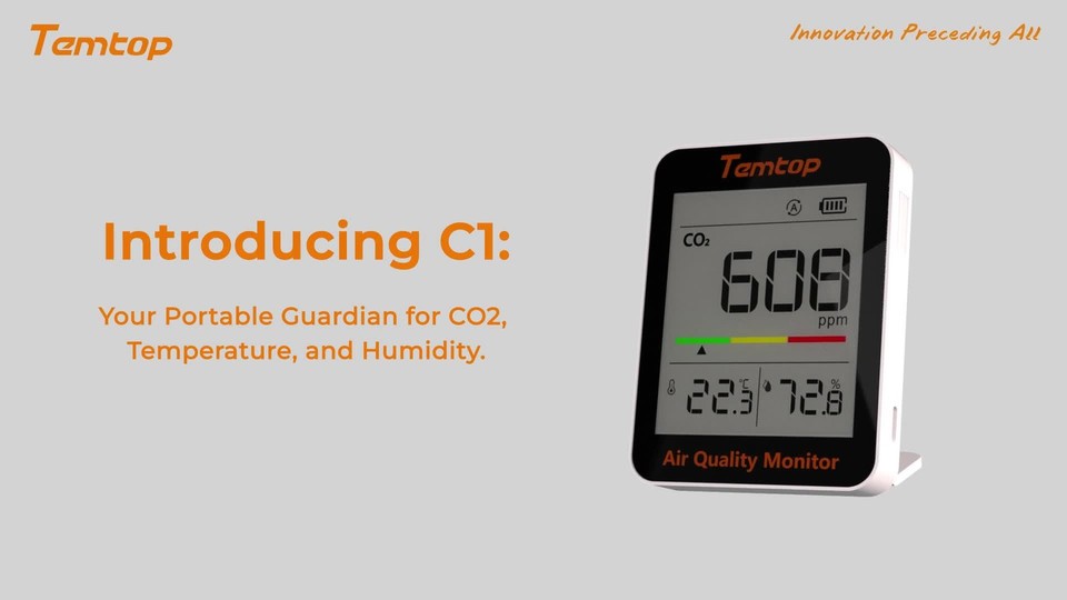Temtop CO2 Monitor Indoor Air Quality Monitor Portable Temperature Hum ...