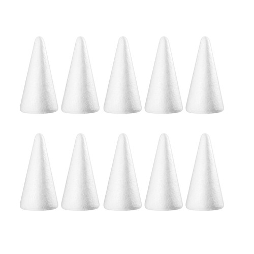 Amosfun 10pcs 18.5cm White Solid DIY Cone Children Handmade Craft Cone ...