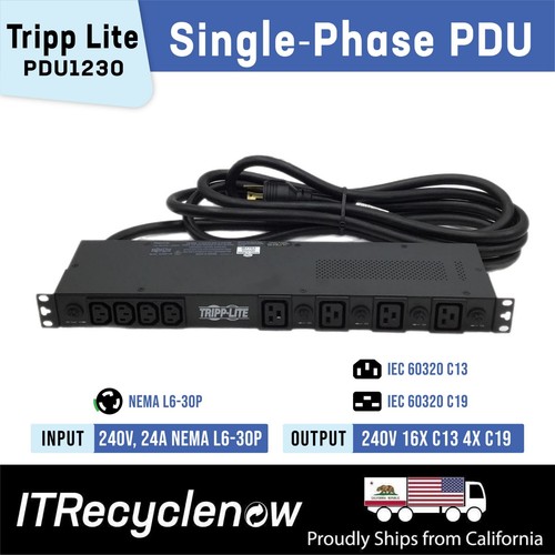 L6-30P Basic PDU 16x C13 4x C19 Single-phase 200 - 240V 5.8kW Tripp ...