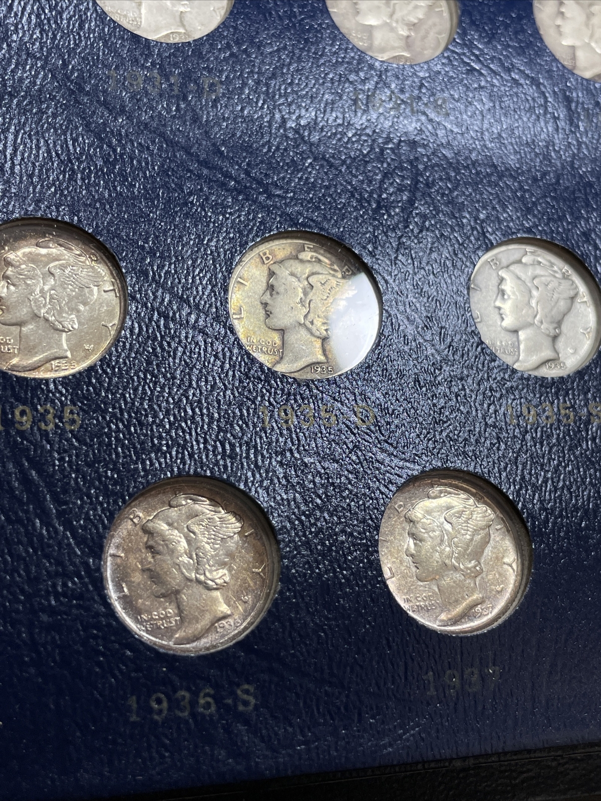 1916 - 1945 Nearly Complete Mercury Dime Set - 74 Coins - Missing 16D ...