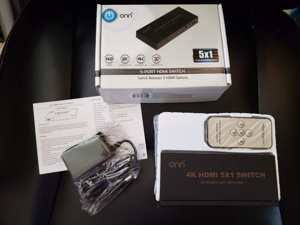 ONN 5 Port HDMI Switch w/ Remote Control NEW | eBay