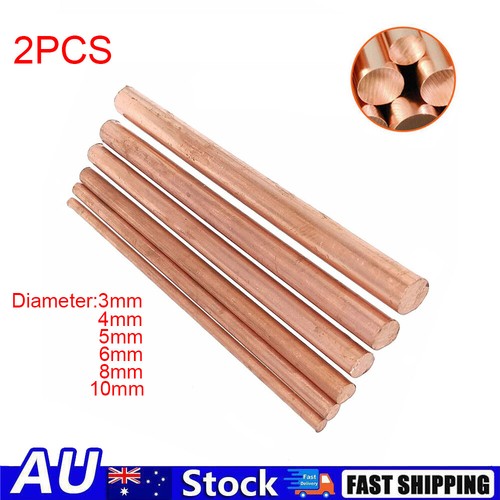 2X Pure Copper Solid Rod 99.9% Cu Round Bar 3/4/5/6/8/10mm Dia 500mm ...
