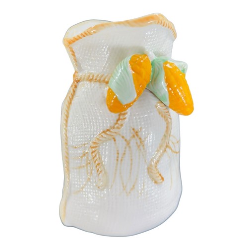 Whimsical Ceramic Paperback Sack Shaped Vase With Yellow Corn On Top ...