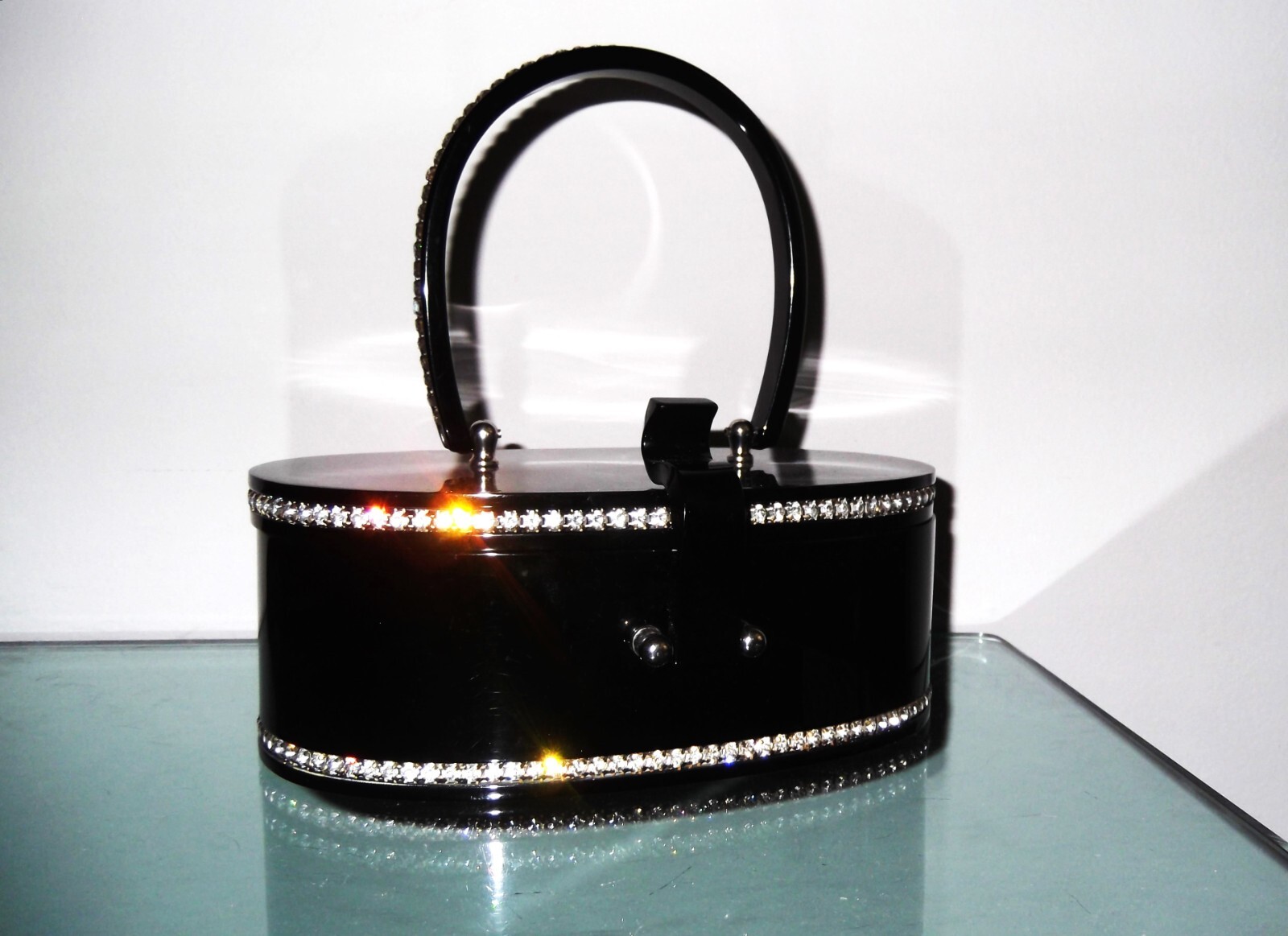 WILARDY RHINESTONE & BLACK LUCITE PURSE / HANDBAG - V… - Gem