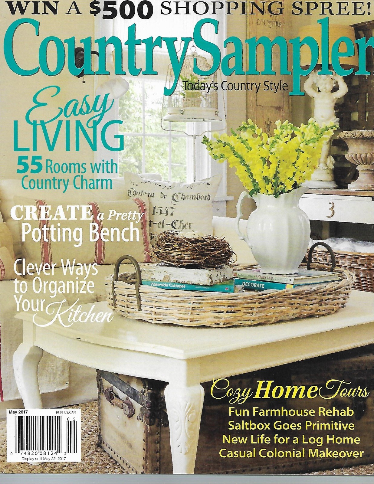 COUNTRY SAMPLER MAGAZINE MAY 2017, EASY LIVING 55 ROOMS WITH COUNTRY ...