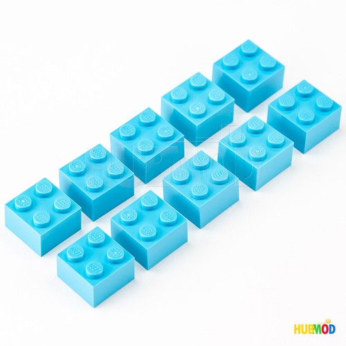 Lot of 10 Genuine LEGO Medium Azure 2x2 3003 Building Bricks Blocks ...