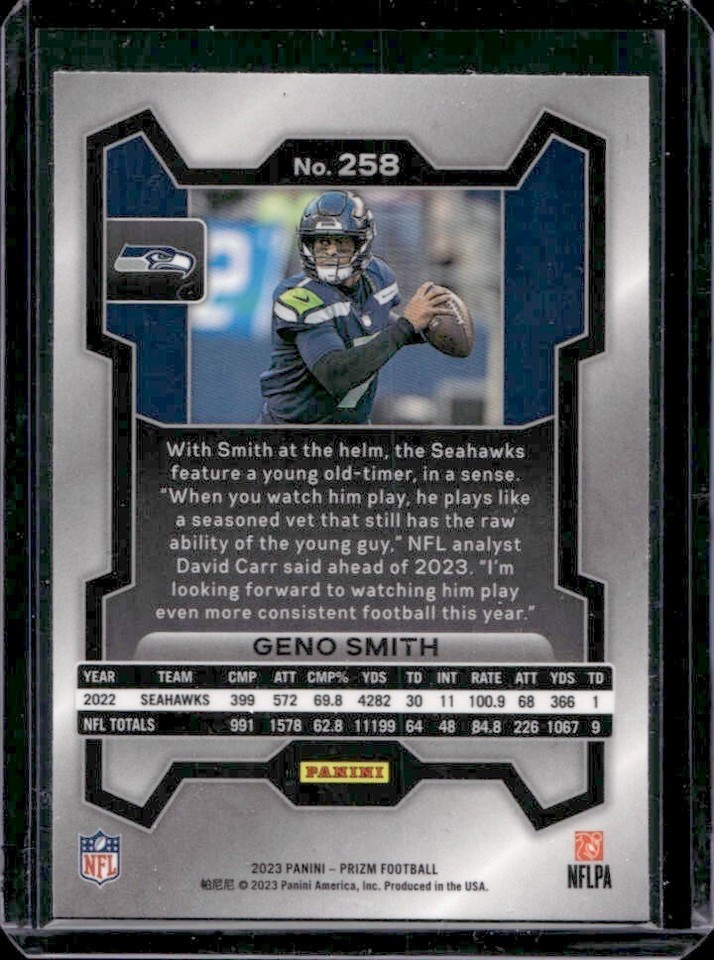 2023 Panini Prizm GENO SMITH #258 Base Card - Seattle Seahawks | eBay