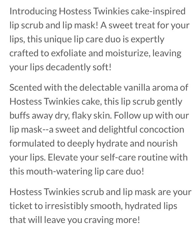 GLAMLITE HOSTESS TWINKIES SCENTED LIP CARE KIT LIP SCRUB AND LIP MASK ...
