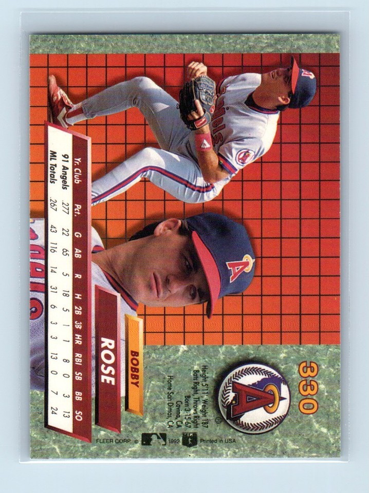 1992 Ultra Bobby Rose California Angels #330 | eBay