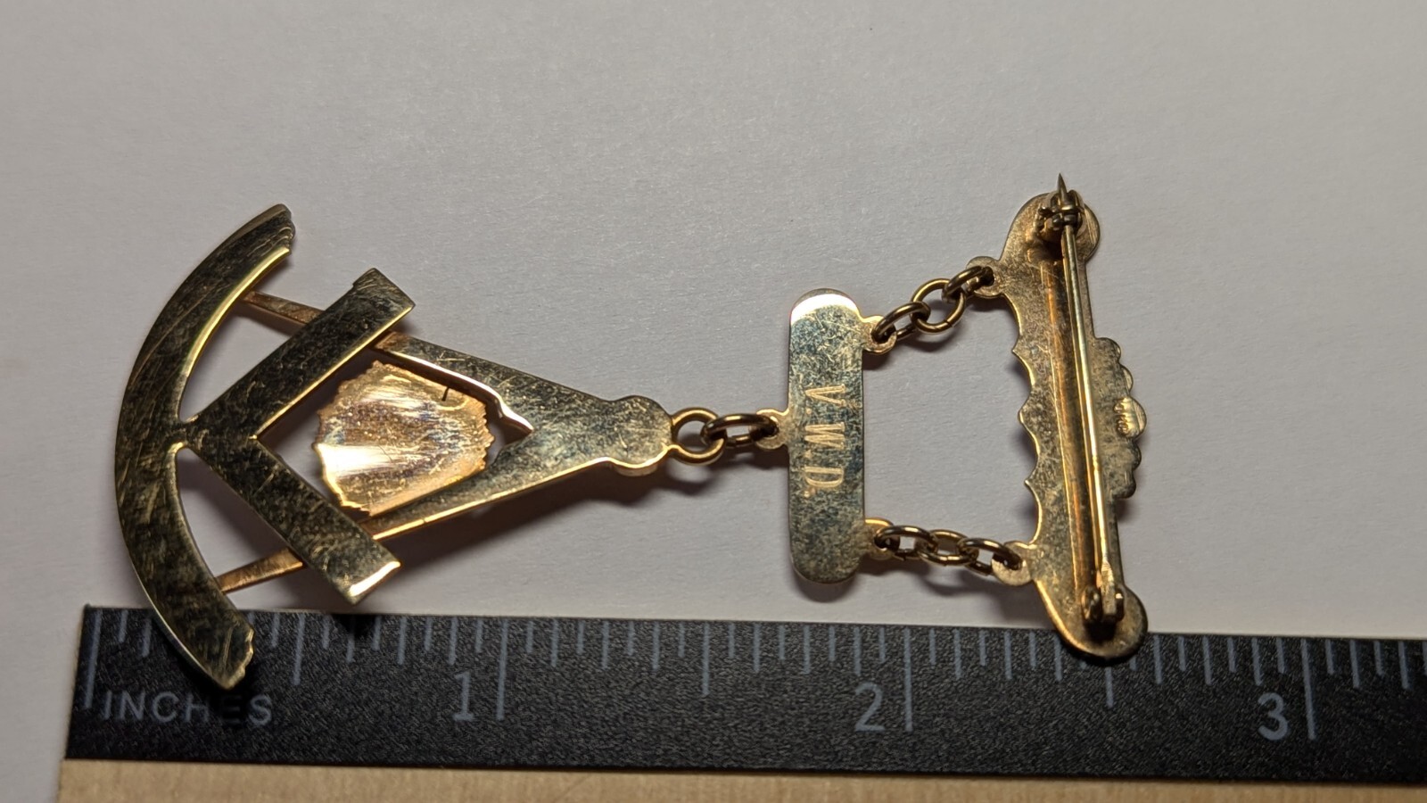 MASONIC 10K SOLID YELLOW GOLD RULER COMPASS MEDAL BADGE PIN BINGHAM ...