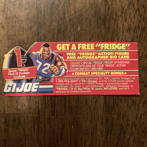 Gi Joe FRIDGE Perry Mail order Form - Get A Free Fridge | eBay