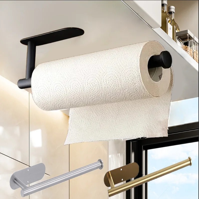 Kitchen Paper Towel Holder Self Adhesive Wall Mounted Stainless Steel ...