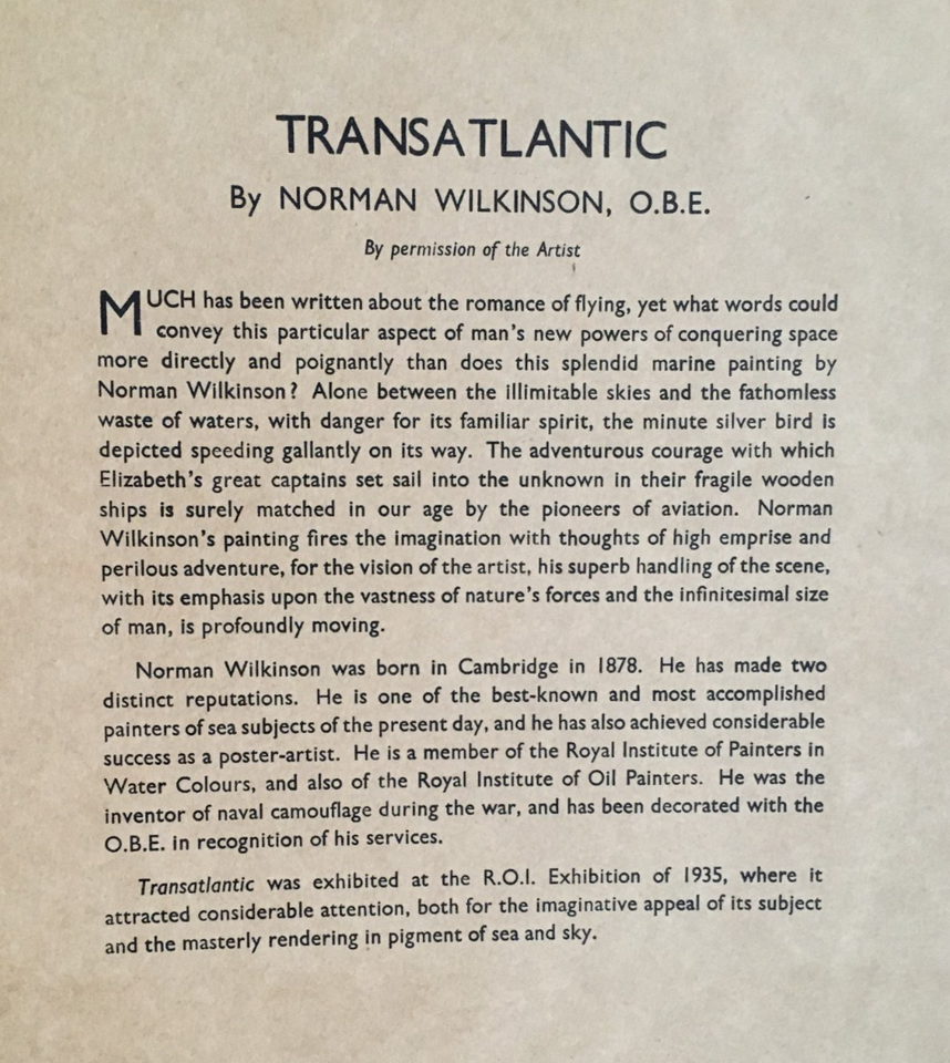 Transatlantic by Norman Wilkinson - Antique Print 1937 | eBay UK