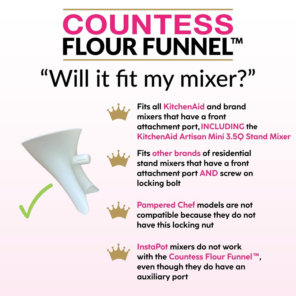 Countess Flour Funnel™ - Stand Mixer Attachment by The Cookie Countess ...