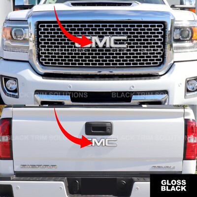 For 2014-2018 Gmc Sierra 1500 White Overlay DECAL x2 for Emblem 2015 ...