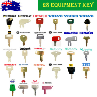 28 Excavator Plant Digger Key Master Set BOBCAT KUBOTA HITACHI JCB ...