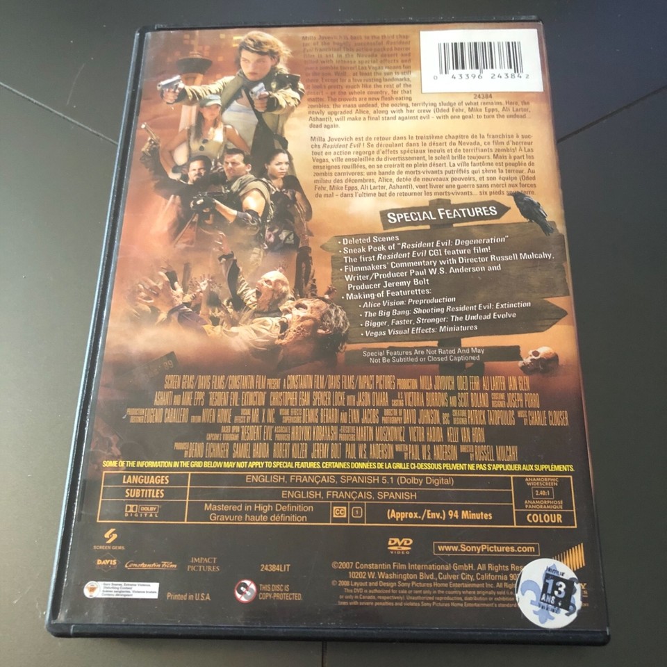 Resident Evil: Extinction (DVD, 2008, Canadian Special Edition ...