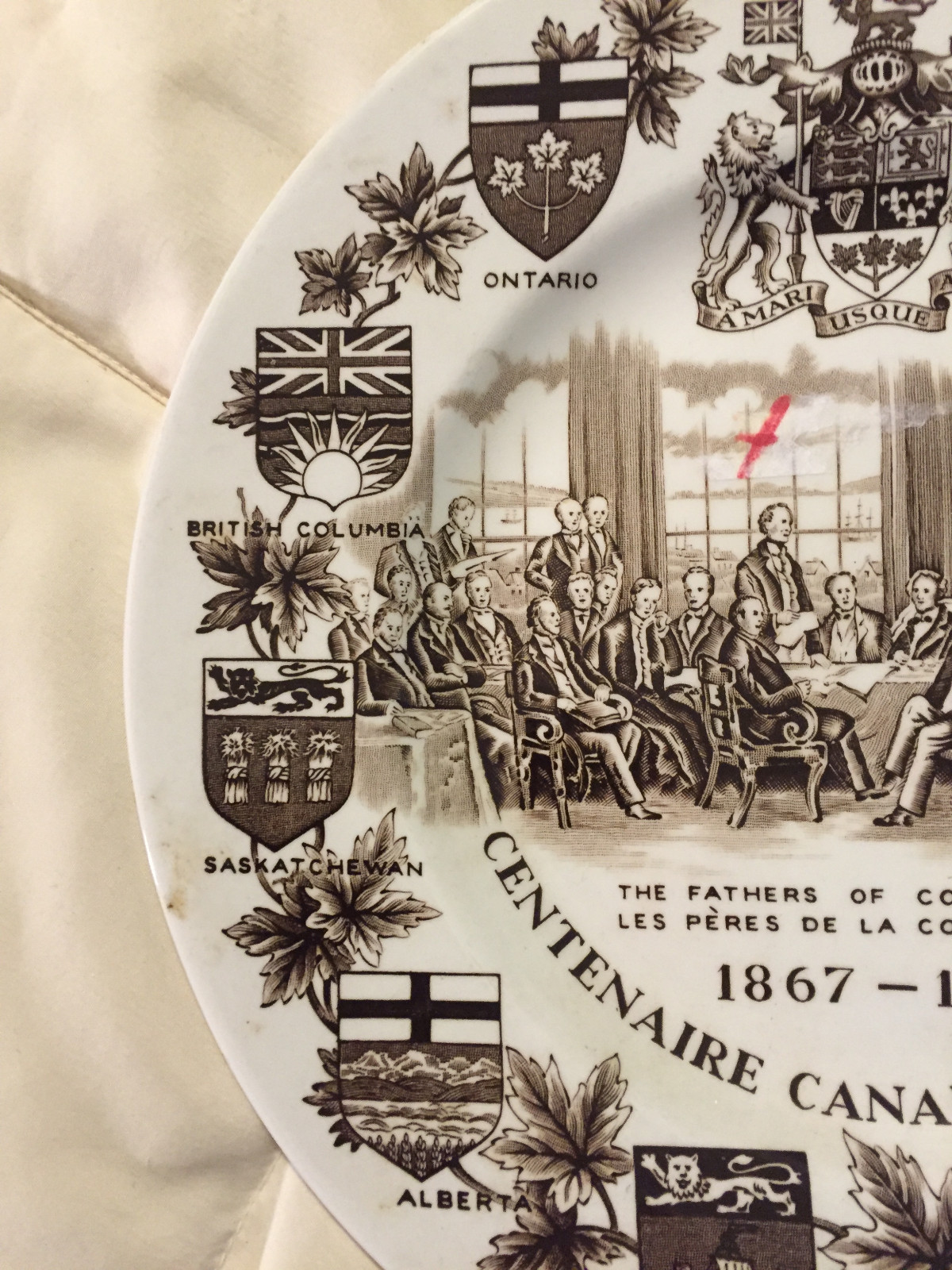VINTAGE ENGLAND ALPINE WHITE IRONSTONE WOOD & SONS CANADA CENTENNIAL ...