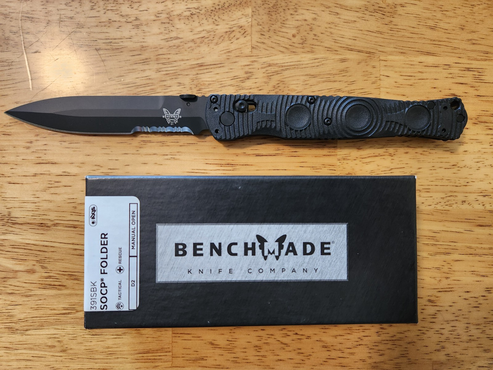 Benchmade SOCP Folding Knife 4.47" D2 Cerakote Blade, CF-Elite Handles ...