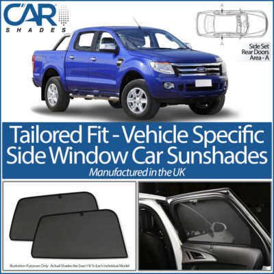 FORD RANGER DOUBLE CAB 2011-2023 CAR SHADES UK TAILORED SIDE WINDOW SUN ...