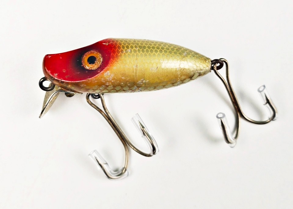 Nice Hex Bunty Plug Lure Red Face Silver Scales ON c 1940s | eBay