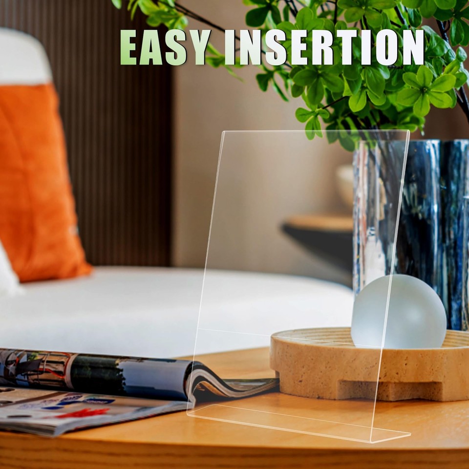 12pack 8.5x11 Acrylic, L Shape Clear Plastic, Menu Holder, Unbreakable ...