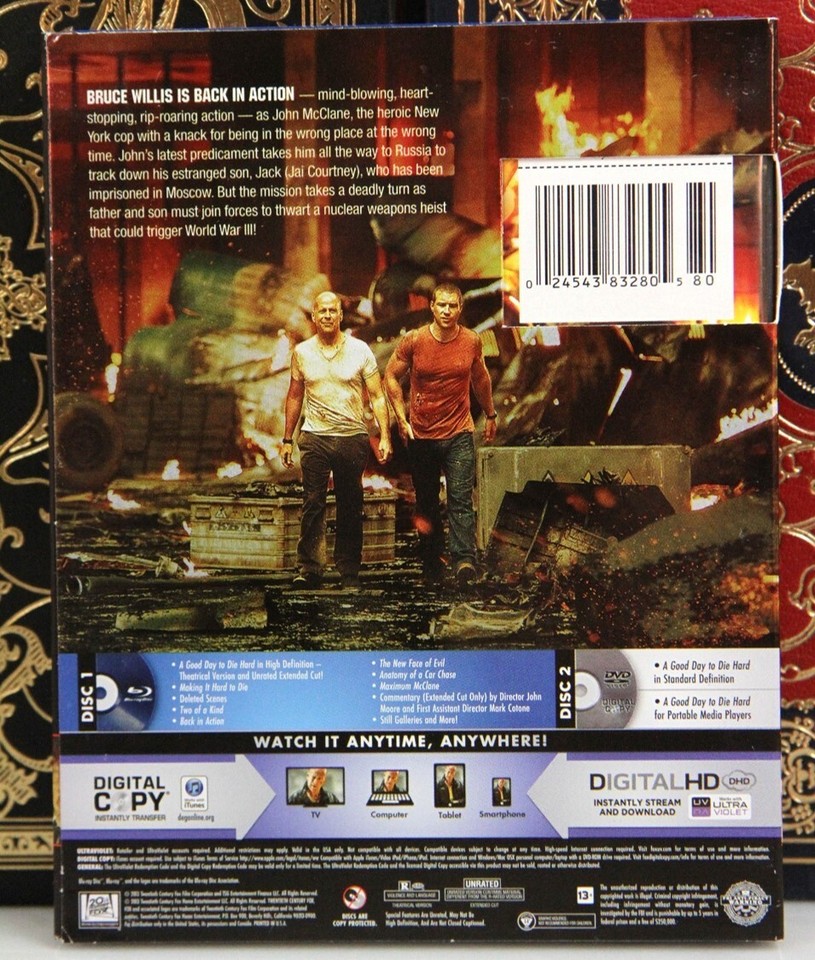 A GOOD DAY TO DIE HARD -- BLU-RAY w/ SLIPCOVER + DIGITAL -- I SHIP ...