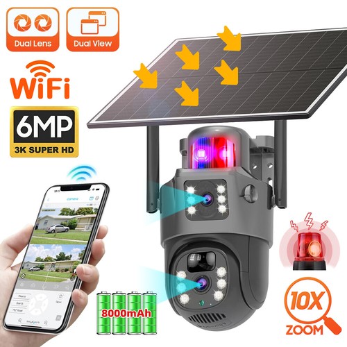 Dual Lens 4K WiFi Solar Camera Wireless Outdoor CCTV PTZ Home Security ...