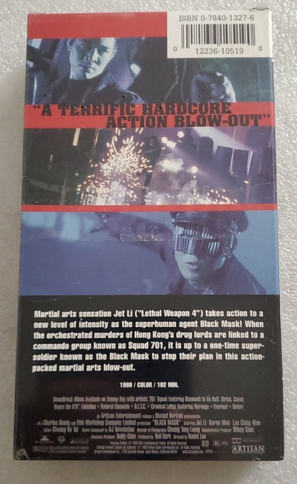 Factory Sealed Brand New Sealed 1999 Jet Li Black Mask VHS Tape Artisan ...