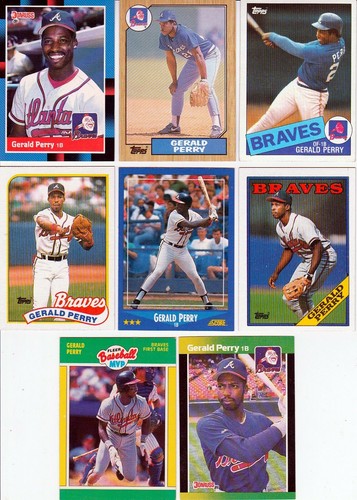 Huge 30 + GERALD PERRY different card lot 1987 - 1995 Braves Royals ...