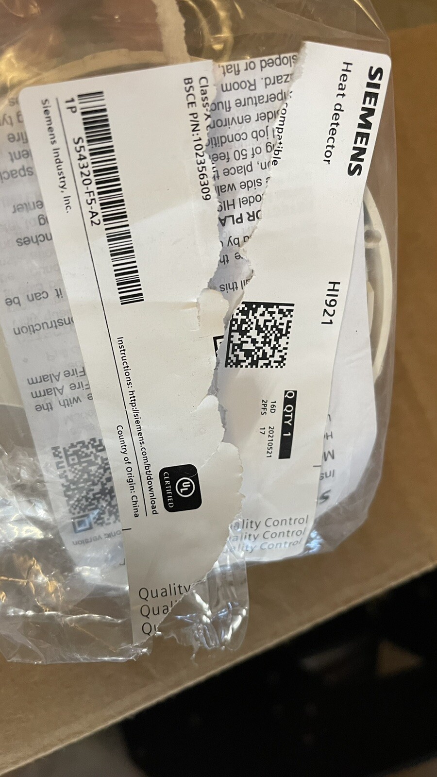 SIEMENS HI921 INTELLIGENT TWO-WIRE ADDRESSABLE HEAT DETECTOR | eBay