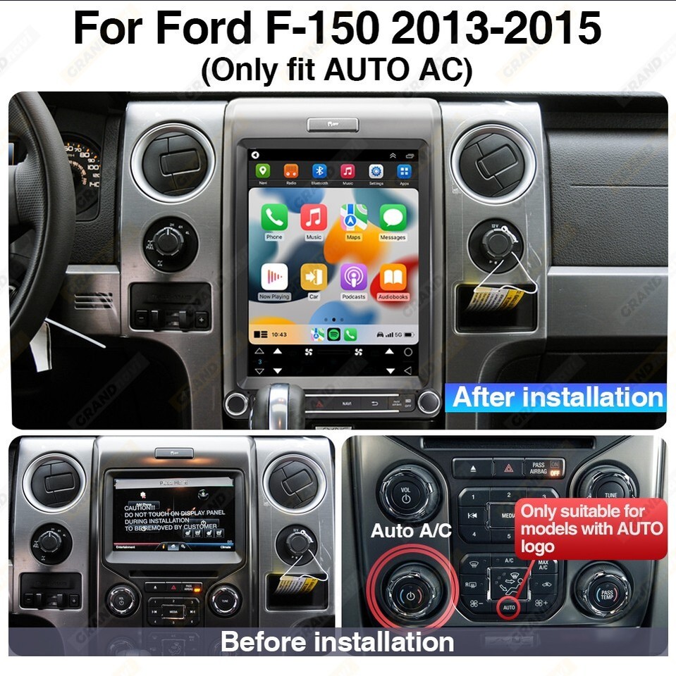 For 2013 2014 2015 Ford F150 Carplay Stereo Radio Tesla Style 12.1 ...