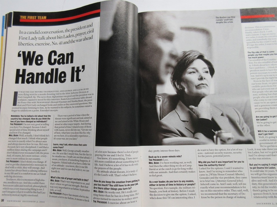 Newsweek Magazine December 3, 2001 George W Laura Bush Exclusive ...