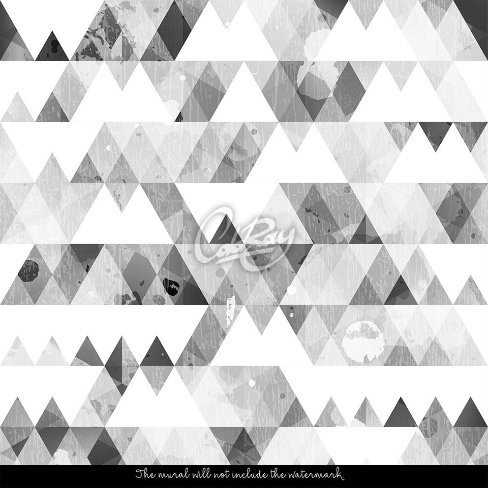 Wall Mural Grey Triangles Traditional Geometry Black and white Pattern ...